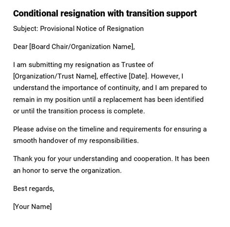 Trustee Resignation Letter Template