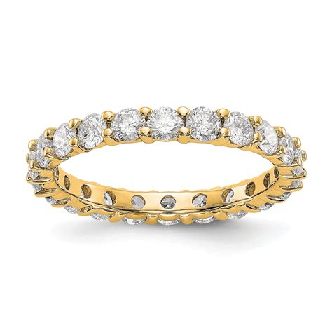 Solid Real 14k Polished Shared Prong 2ct Cz Eternity Wedding Band Ring