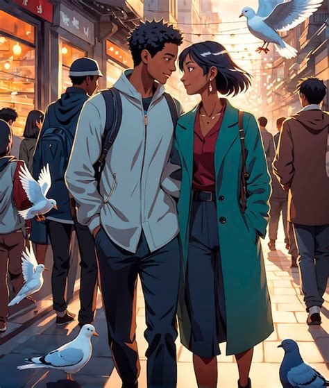 Free Photo Anime Style Scene With People Showing Affection Outdoors