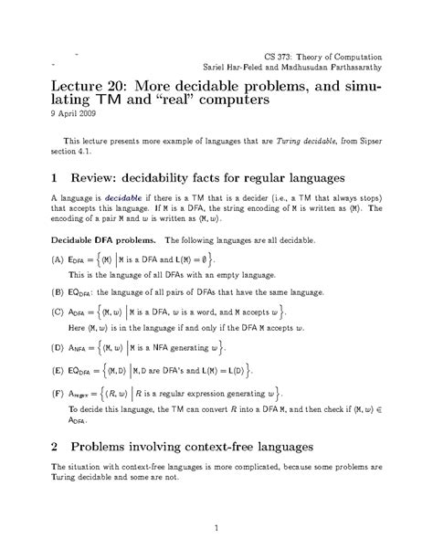 Theory Of Automata And Formal Languages ̃ Cs 373 Theory Of Computation ̃ Sariel Har Peled And