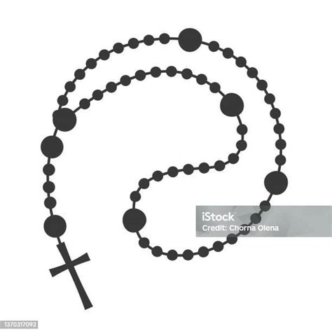 묵주 구슬 실루엣 명상을위한기도 보석 십자가와 가톨릭 채플린 종교의 상징 벡터 그림입니다 묵주 팔찌에 대한 스톡 벡터 아트 및 기타 이미지 Istock