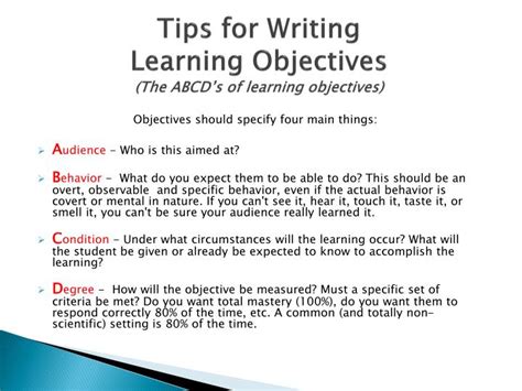 PPT WRITING LEARNING OBJECTIVES PowerPoint Presentation ID