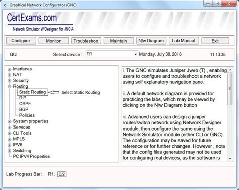 Juniper Labs Configuring Static Routes Rcertexams