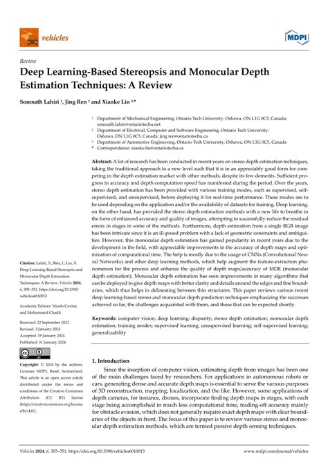 Pdf Deep Learning Based Stereopsis And Monocular Depth Estimation Techniques A Review