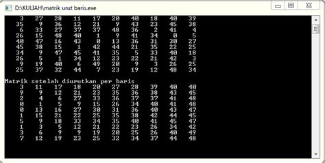 CONTOH PROGRAM C PERULANGAN ARRAY 2 DIMENSI PADA MATRIX URUT BARIS