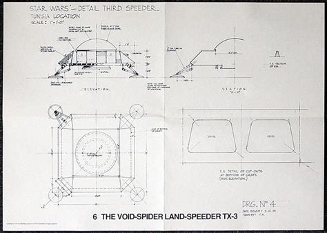 Star Wars Repro 1976 Void Spider Landspeeder Blueprint Plan Drawing