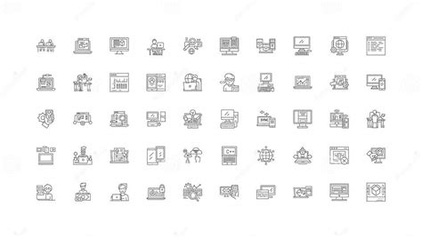 Web Programming Concept Illustration Linear Icons Line Signs Set Vector Collection Stock