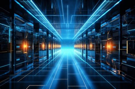 A Computer Server Farm Processing Data For Neural Network Training