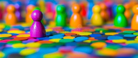 The Image Shows A Colorful Crowd Of Wooden Round Headed Figures