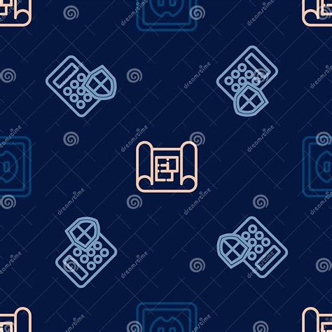 Set Line Electrical Outlet Security Keypad Access Panel And House Plan