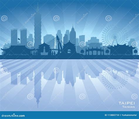 Taipei Taiwan City Skyline Vector Silhouette Stock Vector Illustration Of Architecture Lake