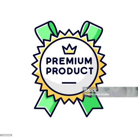 프리미엄 제품 Rgb 색상 아이콘 최고 수준의 제품 및 서비스 브랜드 지분 크라운 절연 벡터 일러스트와 로얄 클래스 최고의 우수한 상품 배지 0명에 대한 스톡 벡터 아트 및