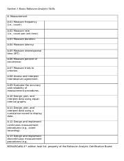 BACB 4th Edition Task List Outline Blank Docx Section I Basic Behavior Analytic Skills A