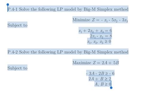 Solved P4 1 Solve The Following Lp Model By Big M Simplex