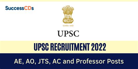 Upsc Recruitment 2022 For 187 Assistant Engineer Jts Ao And Other Posts