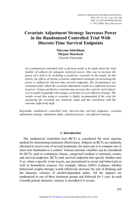 Pdf Covariate Adjustment Strategy Increases Power In The Randomized