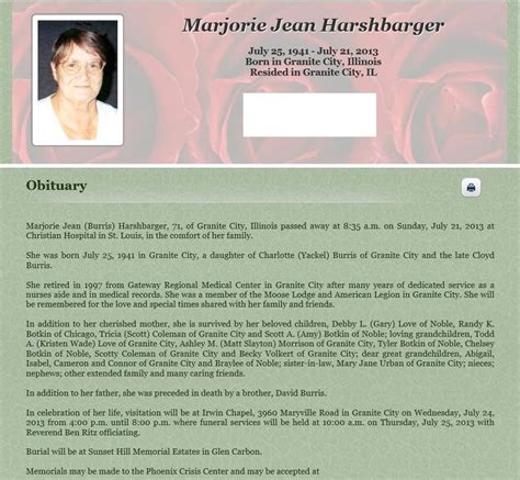 Marjorie Jean Burris Harshbarger 1941 2013 Find A Grave Memorial