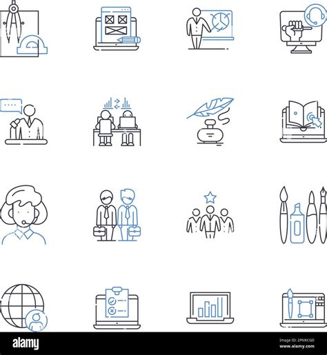 Work Lineup Line Icons Collection Schedule Roster Planning