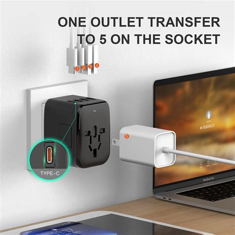 Universal Travel Adapter With USB And Type C 20W PD QC 3 0