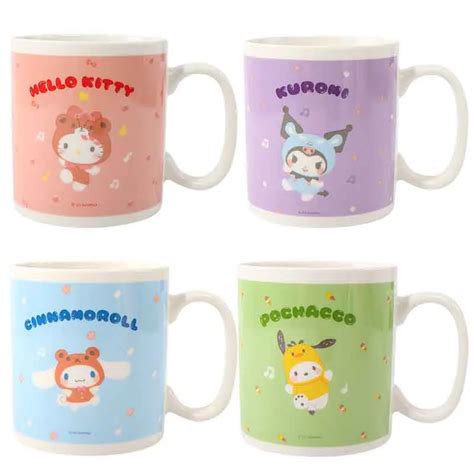 Sanrioed Cinnamoroll Kuromi 마이 멜로디 세라믹 컵 애니메이션 만화 머그잔 아침 우유 커피 컵 귀여운 물