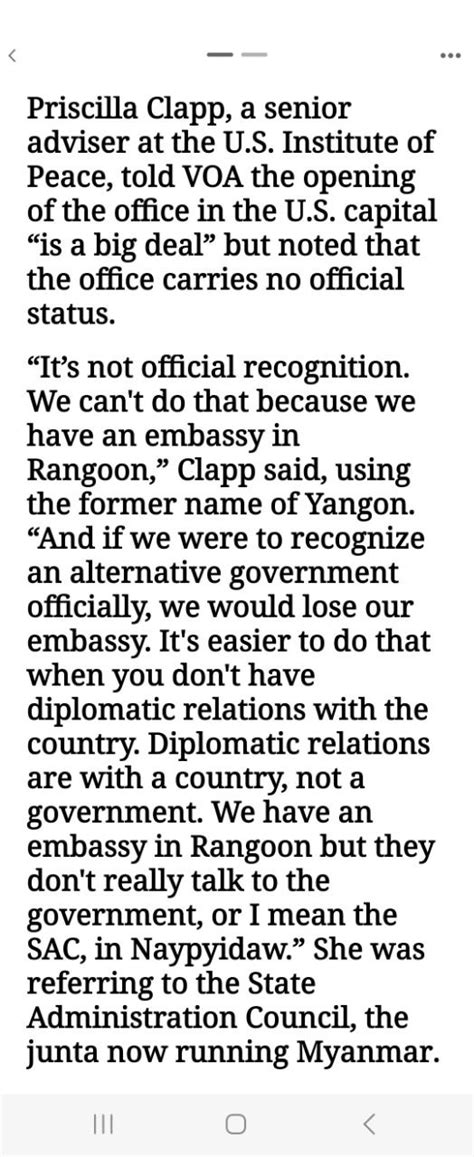 Nug အကြမ်းဖက်အဖွဲ့ ဝါရှင်တန်မှာ ရုံးခန်းဖွင့်တာသည် အမေရိကန်အစိုးရက အသိအမှတ်ပြုလက်ခံခြင်းမဟုတ်က