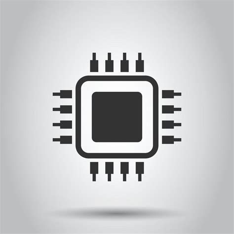 Computer Cpu Icon In Flat Style Circuit Board Vector Illustration On White Isolated Background