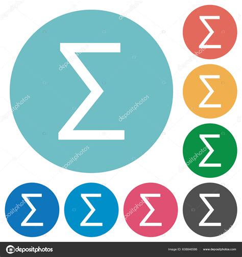 Sum Symbol Flat White Icons Color Backgrounds Stock Vector By