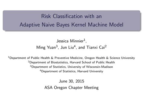 risk classification with an adaptive naive bayes kernel machine model ppt