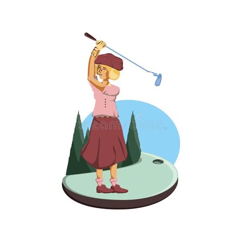 Golfer Woman With Field And Stick Golf Stock Vector Illustration Of Lady Game 137063012