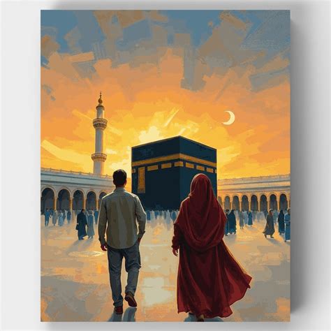 성스러운 카바의 일몰 명화그리기 세트 이슬람 예술 일몰 그림 Diy 키트 Davincified