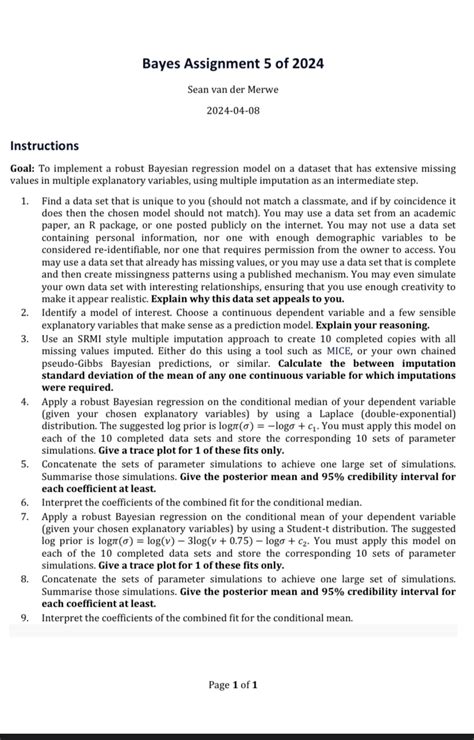 Solved Instructionsgoal To Implement A Robust Bayesian