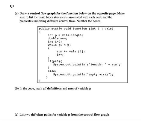 A Draw A Control Flow Graph For The Function Below Chegg