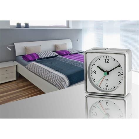 Tfa 2 75 In Square Push Button Electronic Silver Alarm Clock 60 1013