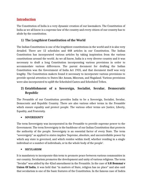 Salient Feature Of The Constitution Topic Ii Pdf