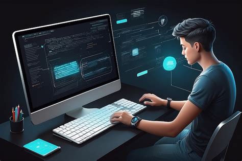 Hand Coding Concept Illustration Premium Ai Generated Image