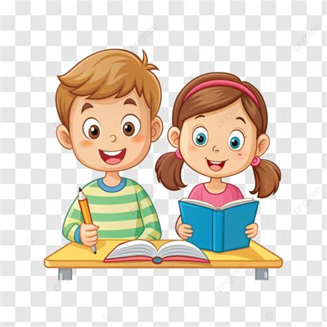 귀여운 소년과 소녀가 함께 공부하는 만화 벡터 아이콘 그림 함께 귀여운 소년과 소녀 Ua24 Png 일러스트 및 이미지 에 대한 무료 다운로드 Pngtree