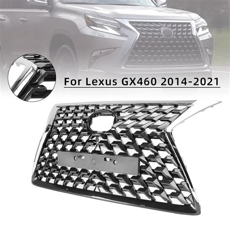 Front Upper Grille Bumper Grill Fit Lexus Gx460 2014 2021 Black Chrome