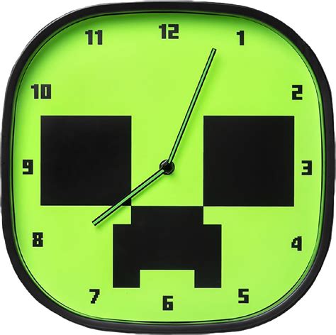 Minecraft Wall Clock Green And Black One Size Uk Home And Kitchen