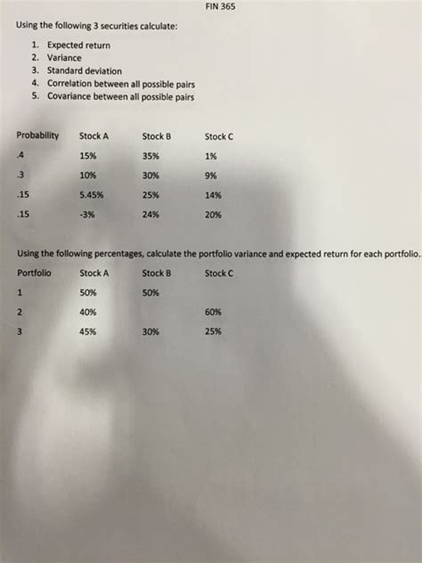 solved using the following 3 securities calculate expected
