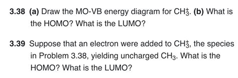 Solved 338 A Draw The Mo Vb Energy Diagram For Ch3 B