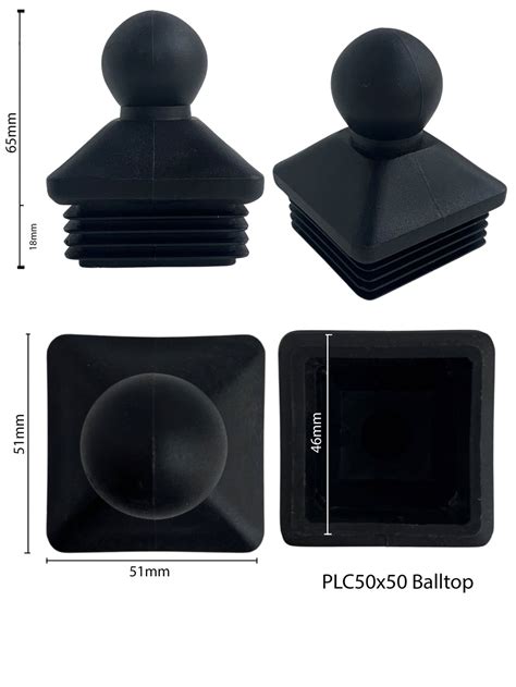 Plastic Ball Cap To Suit Square Shs 50x50x1 6mm