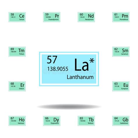 Periodic Table Element Lanthanum Color Icon Set Of Chemical Sign Color