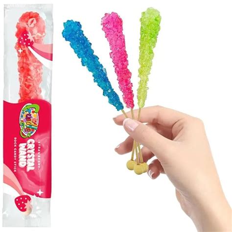 Assorted Wrapped Crystal Rock Candy Sticks 18 Piece Box Candy Warehouse