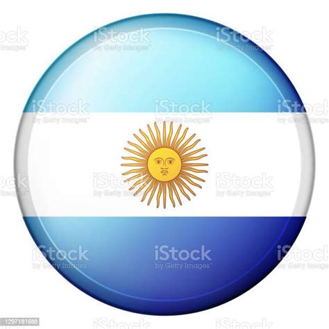 아르헨티나의 국기와 유리 빛 공 둥근 구 템플릿 아이콘 아르헨티나 국가 상징 흰색 배경에 강조 표시된 광택 사실적 공 3d 추상 벡터 일러스트레이션 큰 거품 3차원 형태에