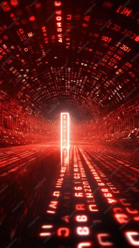 Red Abstract Binary Code Background With Glowing Light Rays And Digital Numbers For Technology