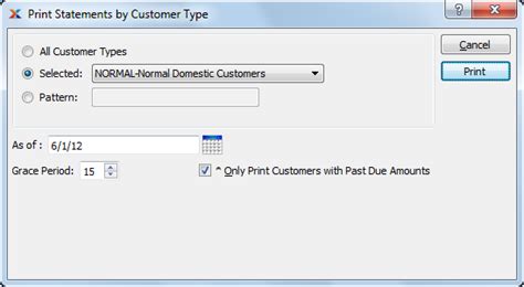 Print Statements By Customer Type