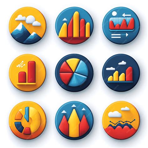 Icons Showcasing Infographics With Symbols Of Bar Graphs Pie Charts And Data Visualizations
