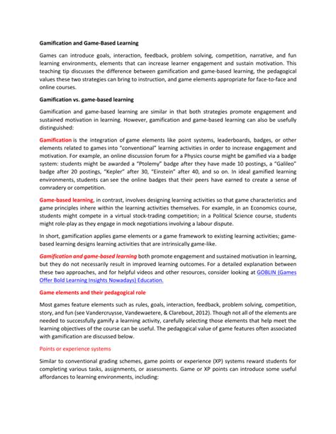 Gamification And Game Based Learning In Education