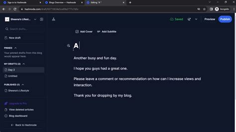 Hashnode Managing Blog Flow On Web Page Flows