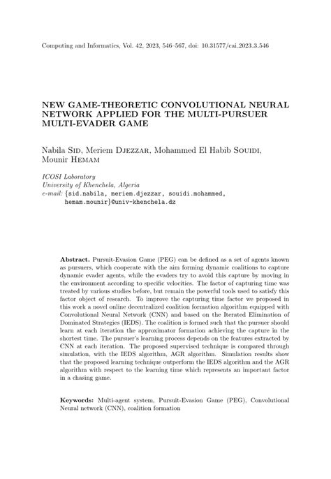 Pdf New Game Theoretic Convolutional Neural Network Applied For The